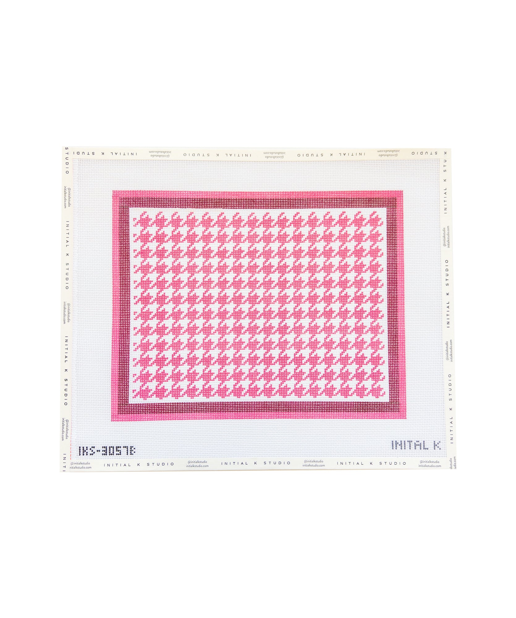 Houndstooth Pink Needlepoint Canvas – Initial K Studio
