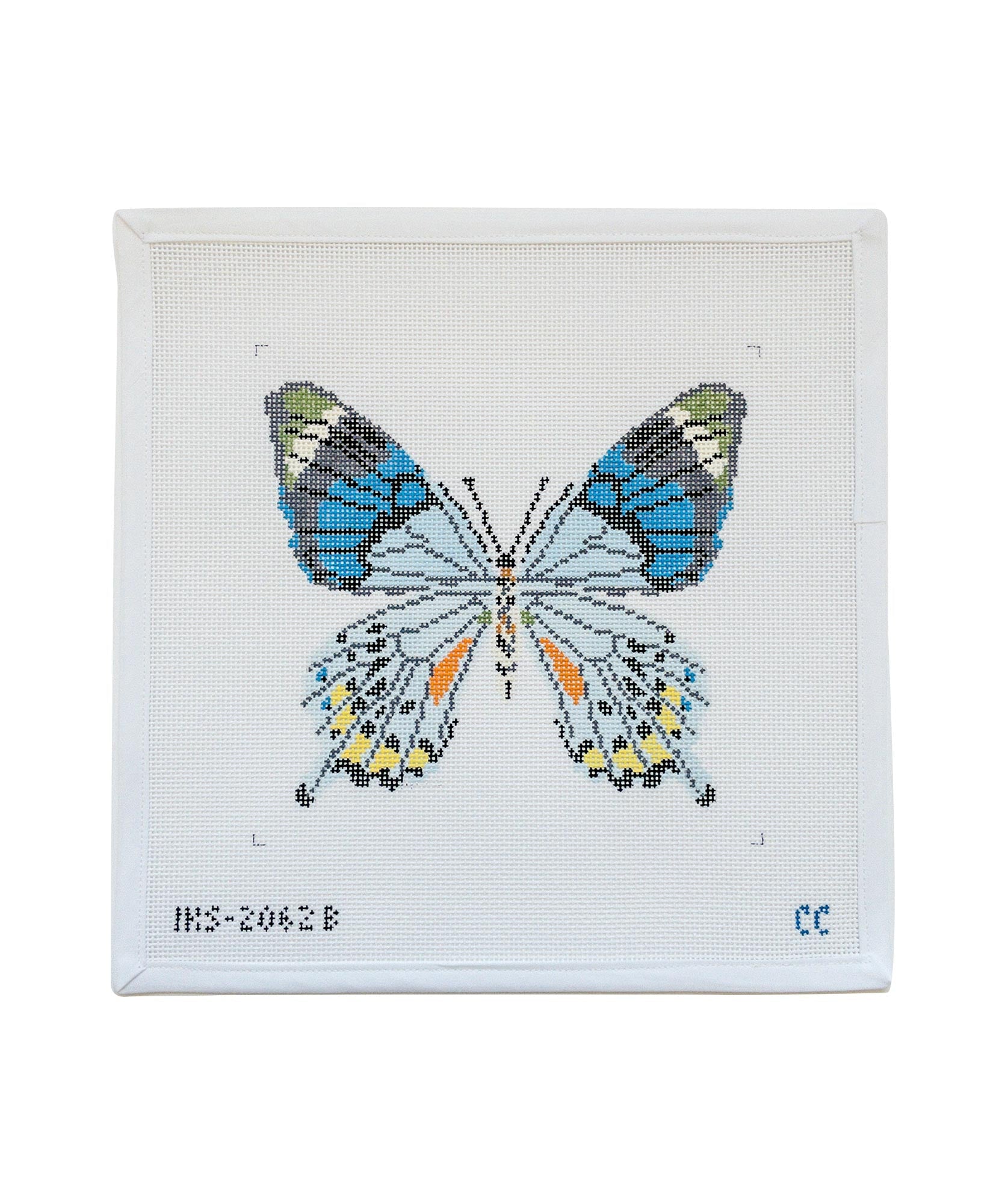 Blue Grey Butterfly Needlepoint LG – Initial K Studio