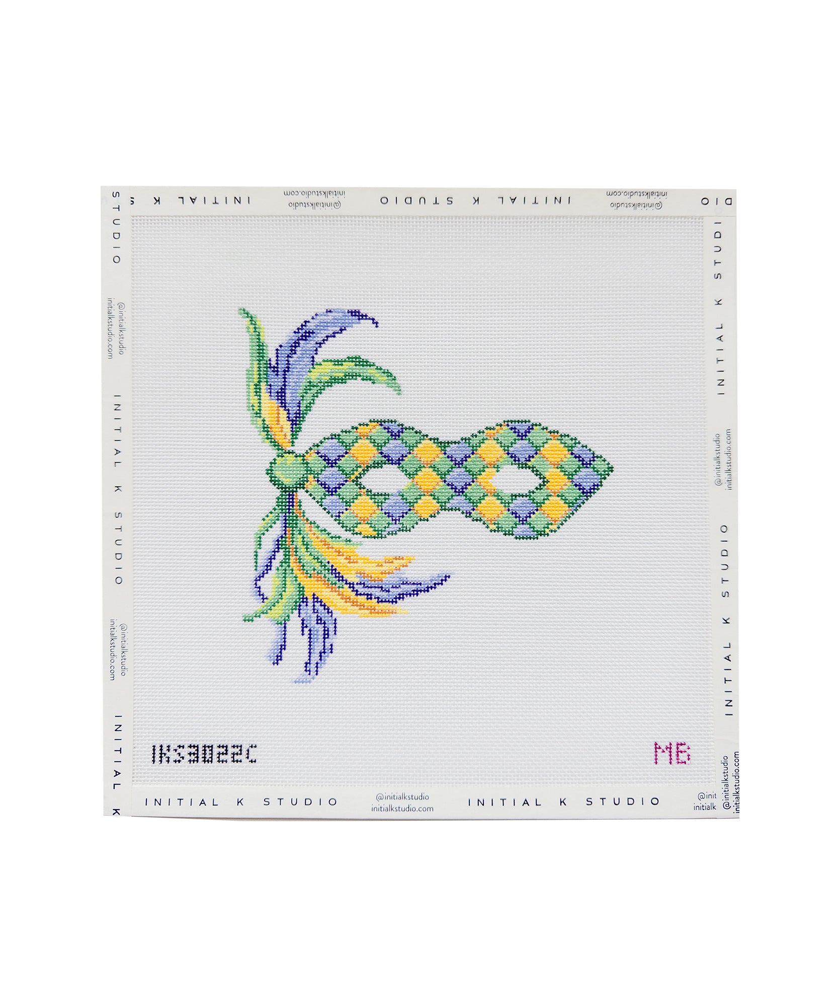 Yellow Mardi Gras Needlepoint Mask by Megan Bowdon – Initial K Studio