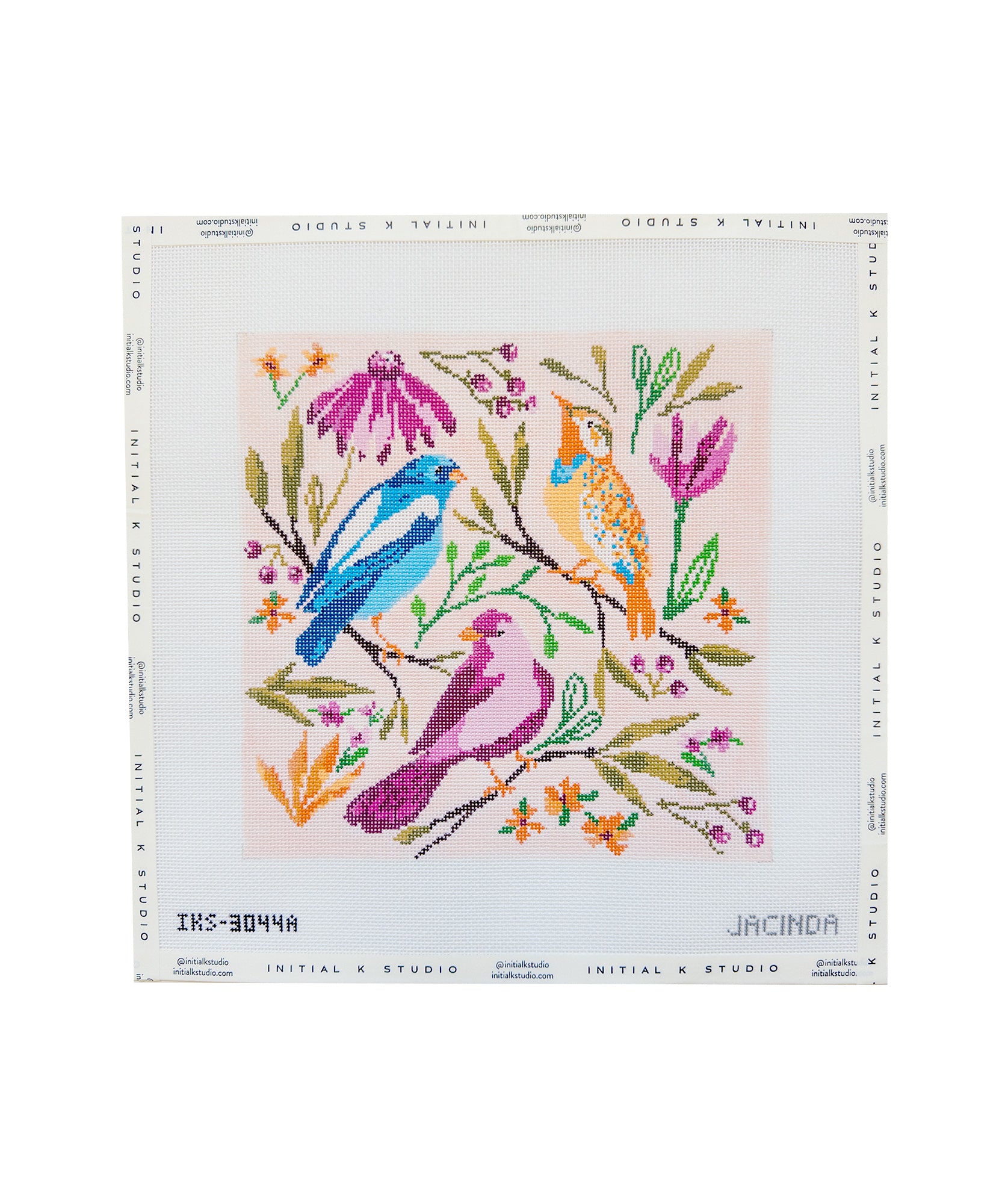 Springtime Birds Needlepoint Canvas by Jacinda Boneau – Initial K Studio