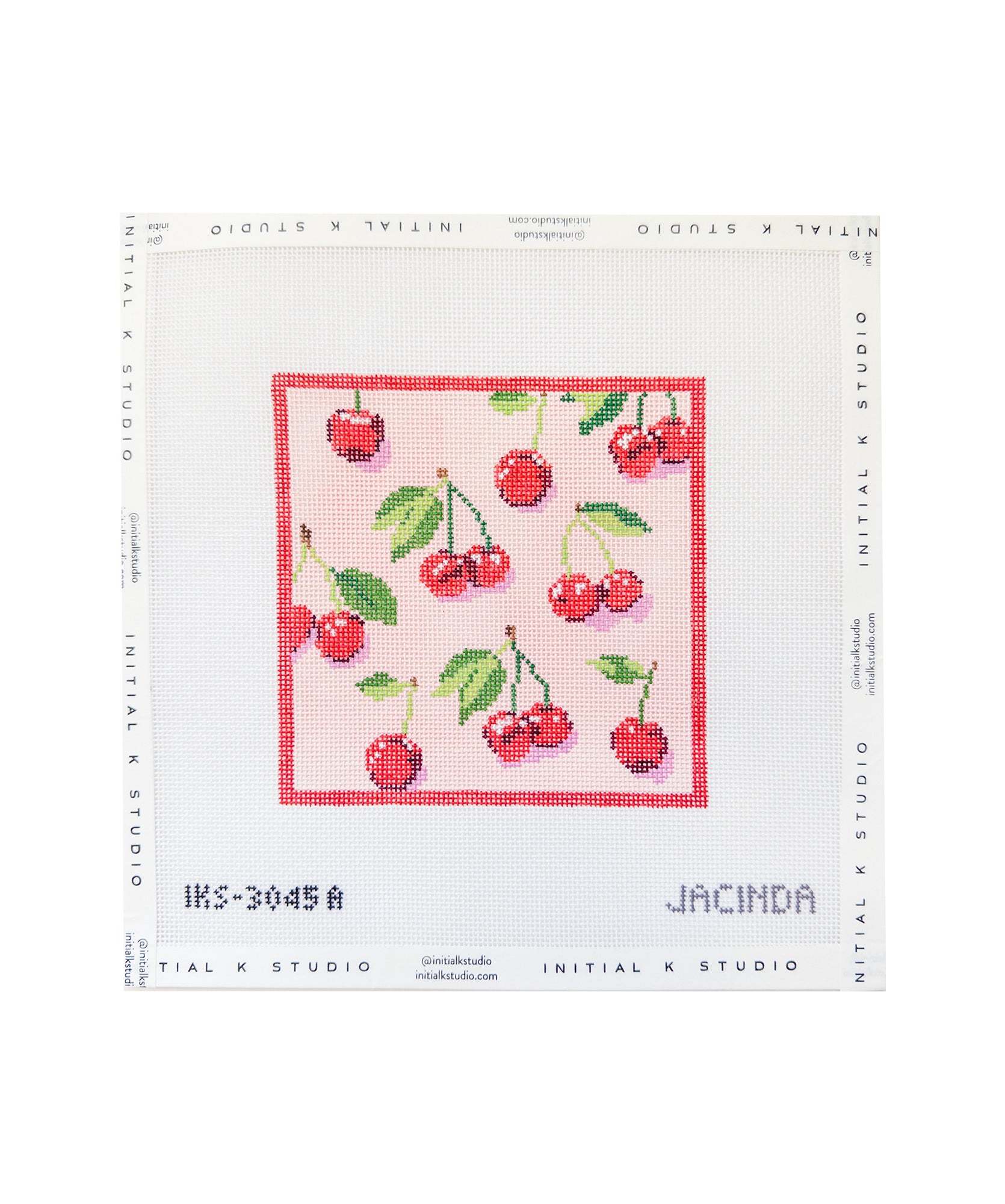 Cherries Mini Needlepoint Canvas by Jacinda Boneau – Initial K Studio